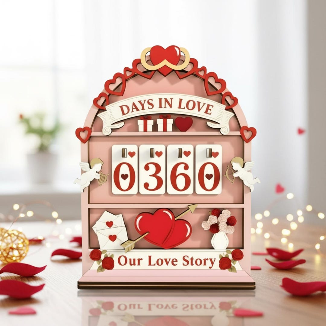 Personalized Days in Love Tracker Sign, Couple Day Counter, Pink Heart ...