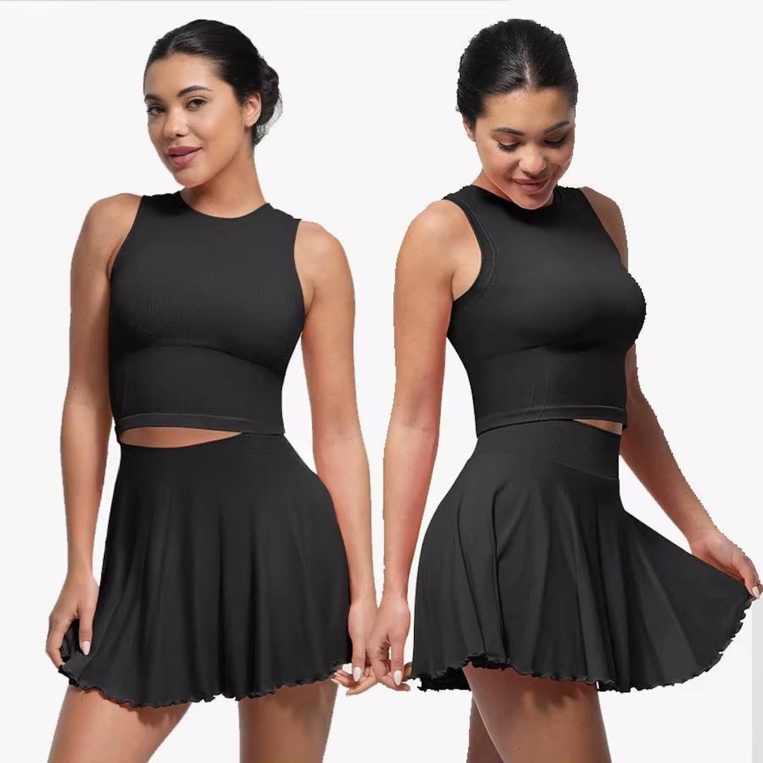 Seamless Sports Skirt With Built-in Shorts – High-waist Athletic Skort ...