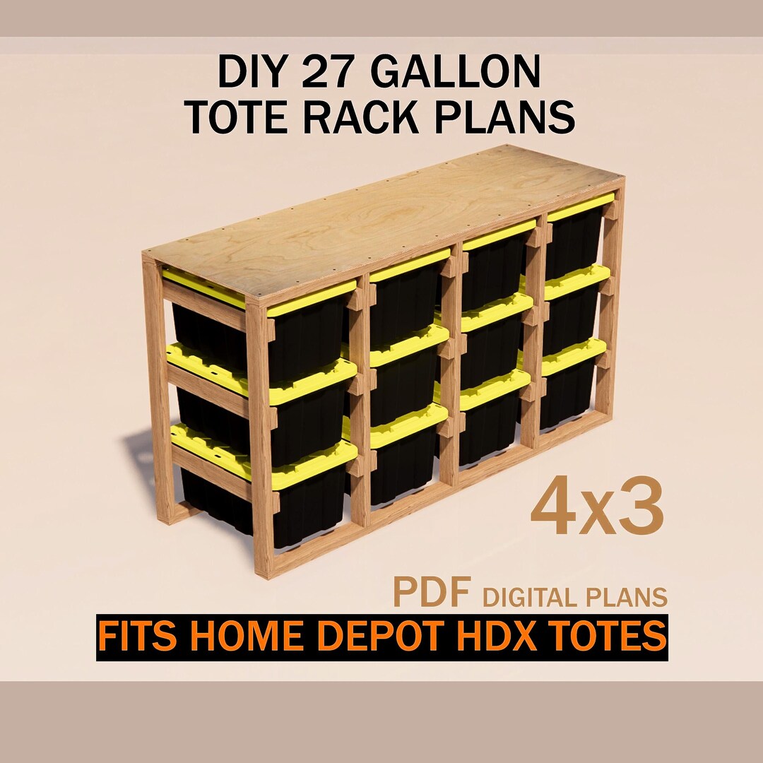 HDX 27 Gallon Tote Rack Plans | Fits Home Depot Tough Bins | DIY 4x3 ...