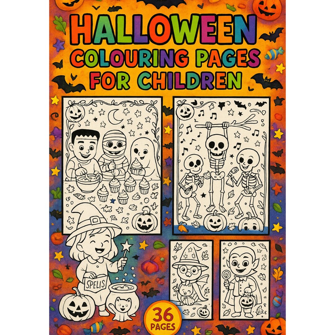 Halloween Colouring Pages for Kids – 36 Printable Designs (digital ...
