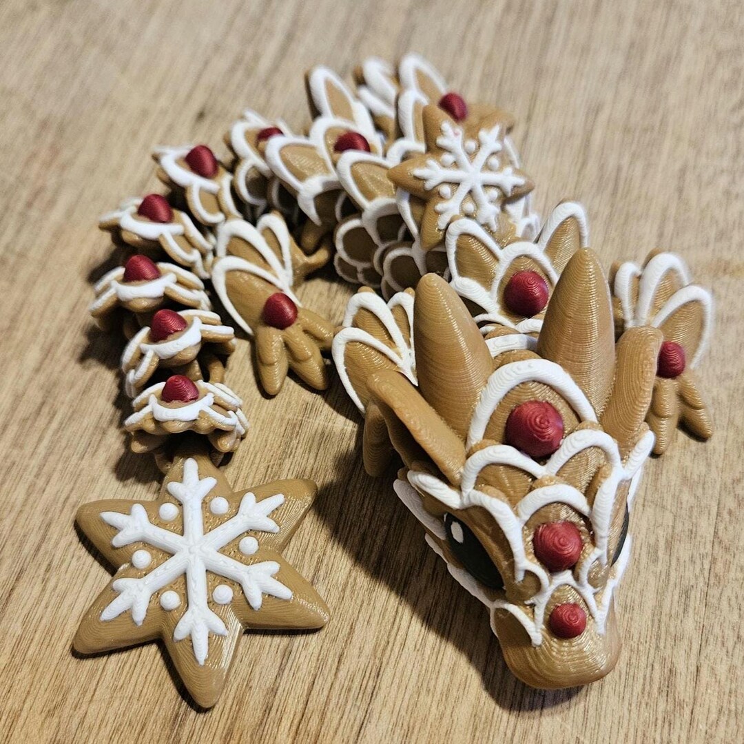 Gingerbread Dragon – 7.5" 3D Printed Articulated Holiday Edition - Etsy