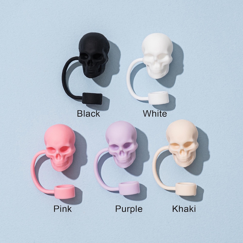 Skeleton Skull Straw Topper With Letter Charm, 10mm 3D Spooky Silicone ...