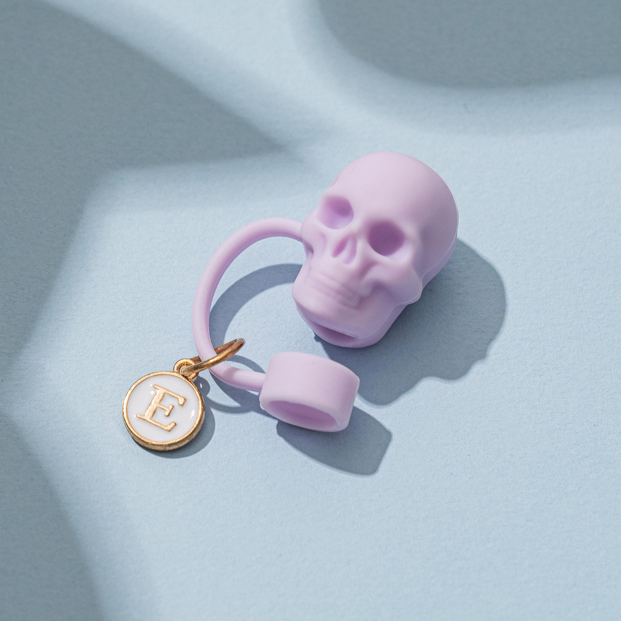 Skeleton Skull Straw Topper With Letter Charm, 10mm 3D Spooky Silicone ...