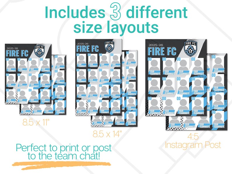 Team Roster Template Canva Editable | Sports Team Roster Poster | Coach ...