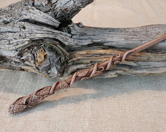 Walnut Brown Wizard Wand / Wood Magic Wand / Fantasy Wand / | Etsy