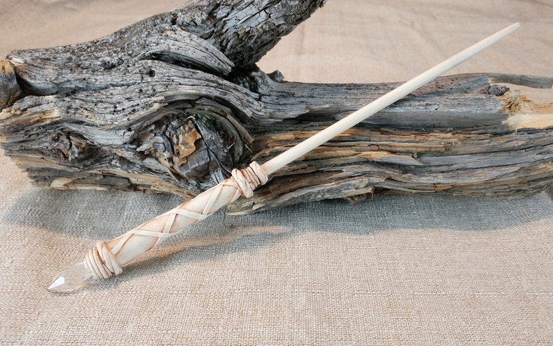White Crystal Wizard Wand: Handcrafted Wood Magic Wand - Etsy