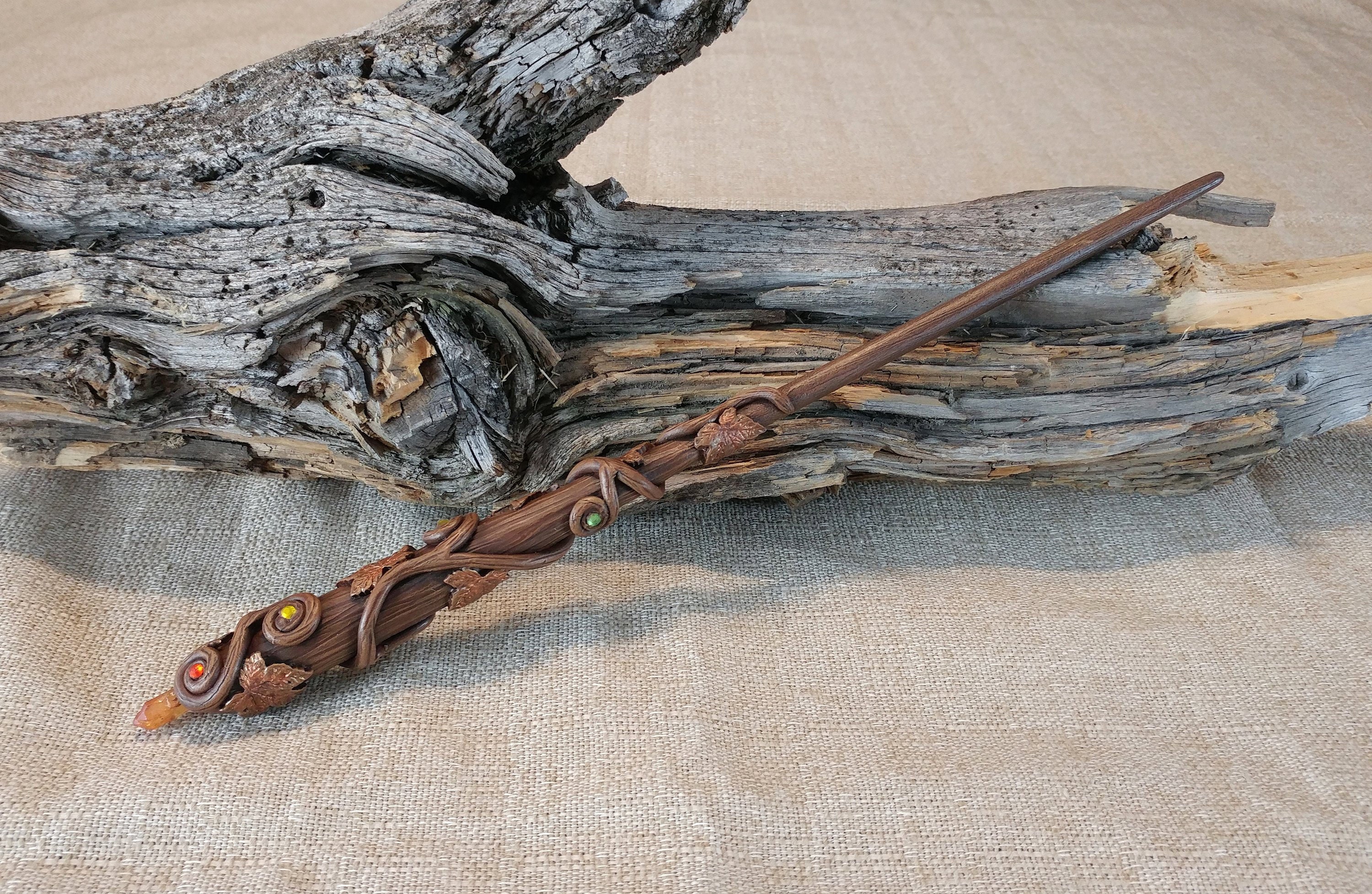 Autumn Jewel Wizard Wand Handcrafted Wood Magic Wand / | Etsy
