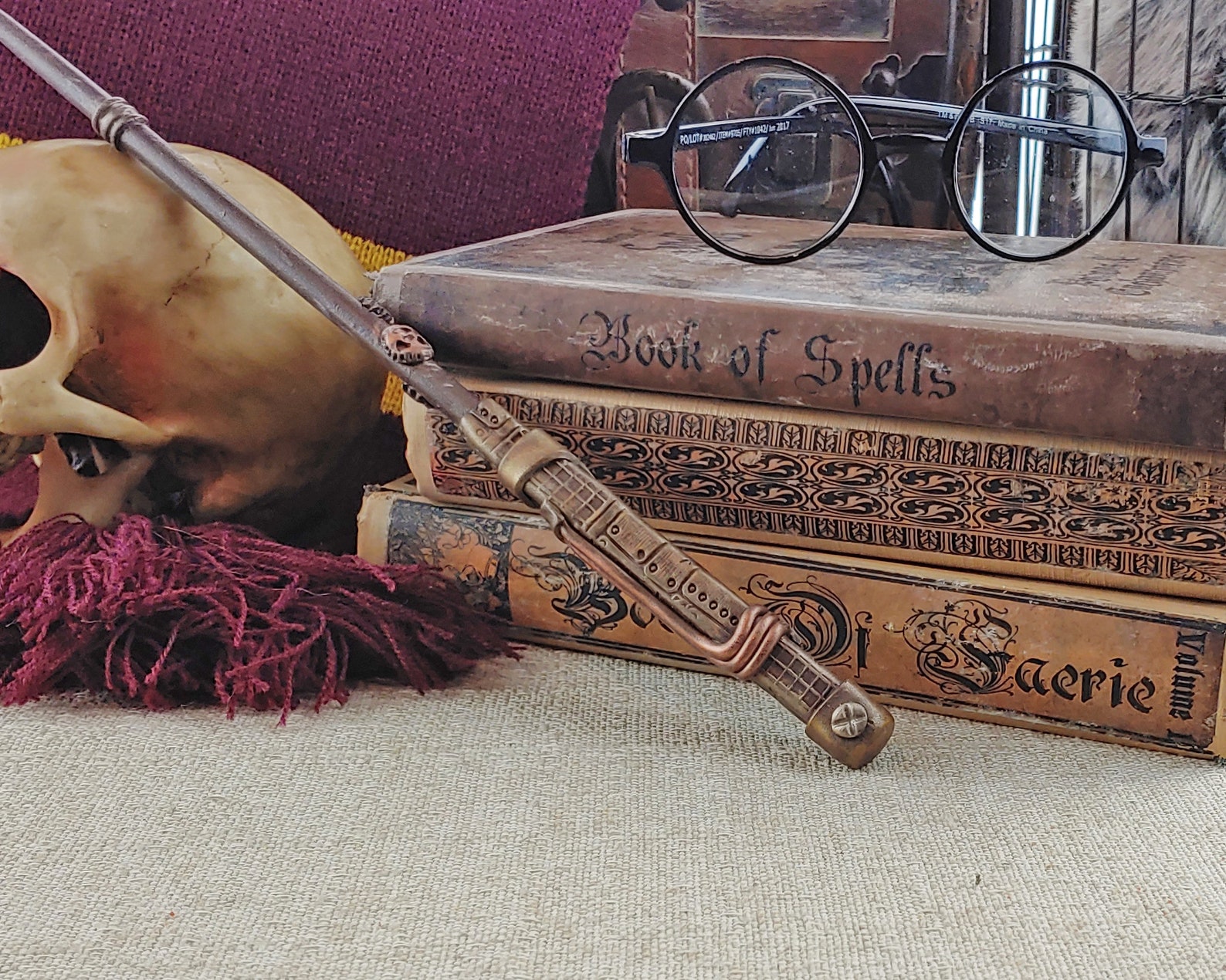 Brass Steampunk Wizard Wand / Wood Magic Wand / Fantasy Wand / - Etsy