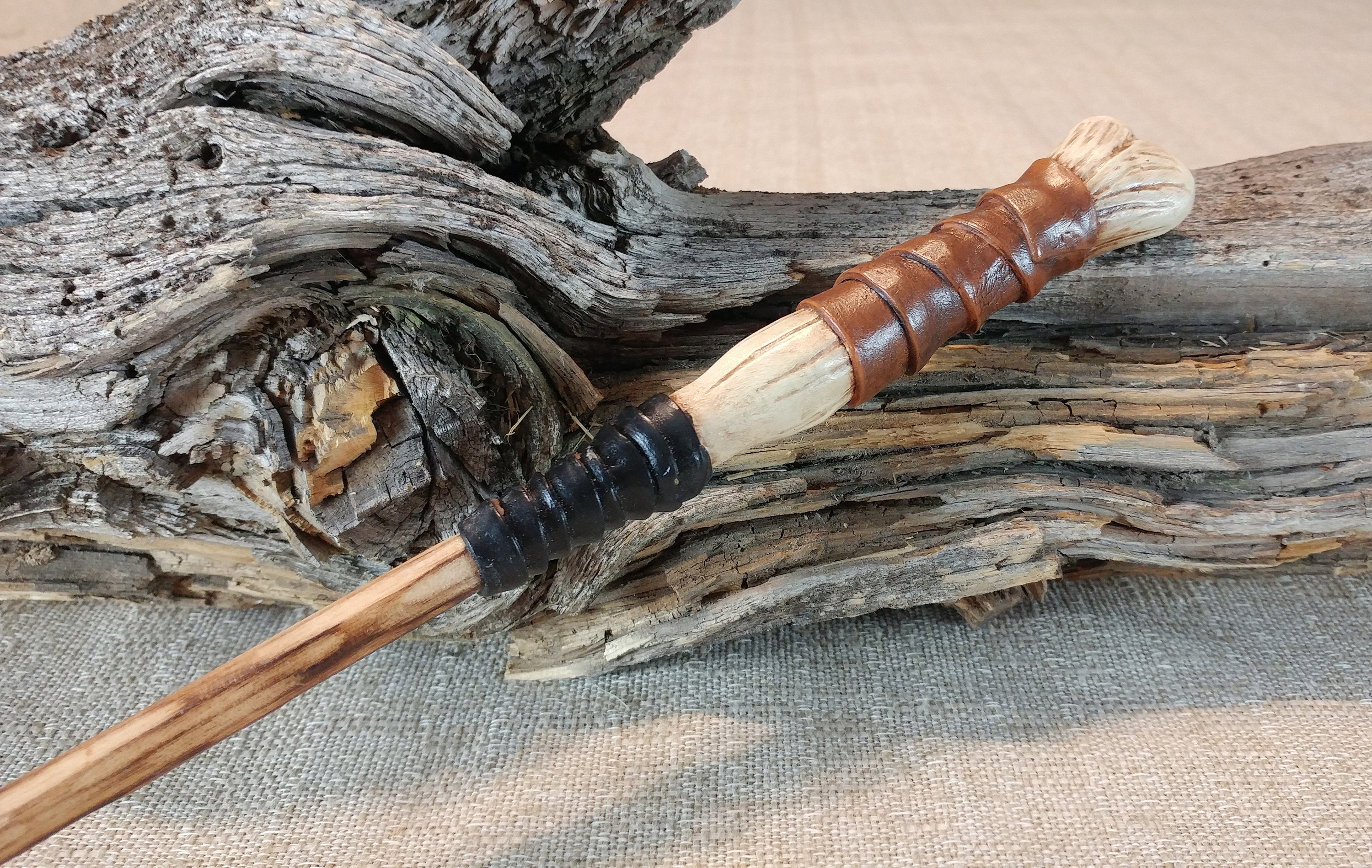Wrapped Bone Handle Wizard Wand Handcrafted Wood Fantasy and | Etsy