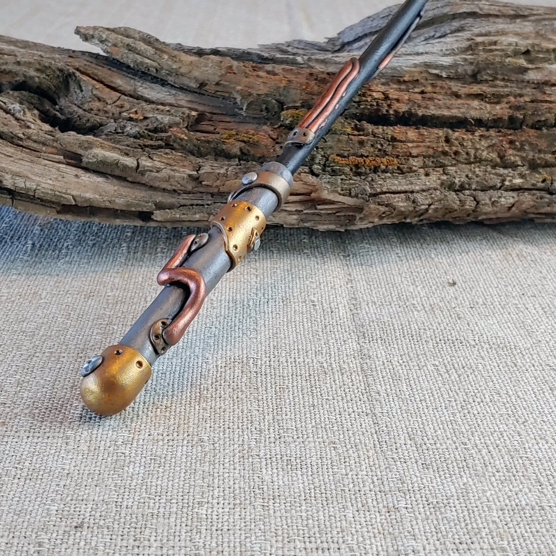 Copper Wire Steampunk Wizard Wand: Handcrafted Wood & Polymer Clay ...