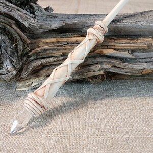 White Crystal Wizard Wand / Wood Magic Wand / Fantasy Wand / - Etsy