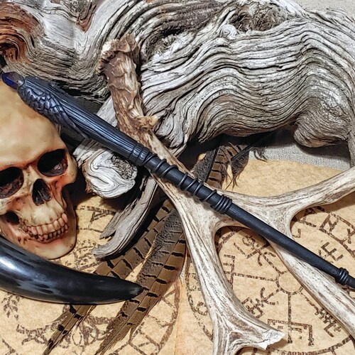 Hrafn raven Wizard Wand Handcrafted Wood Magic and Fantasy - Etsy