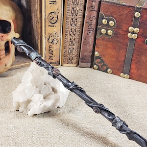 Obsidian Thorn Wizard Wand, Wood Magic Wand, Fantasy Wand, Master ...