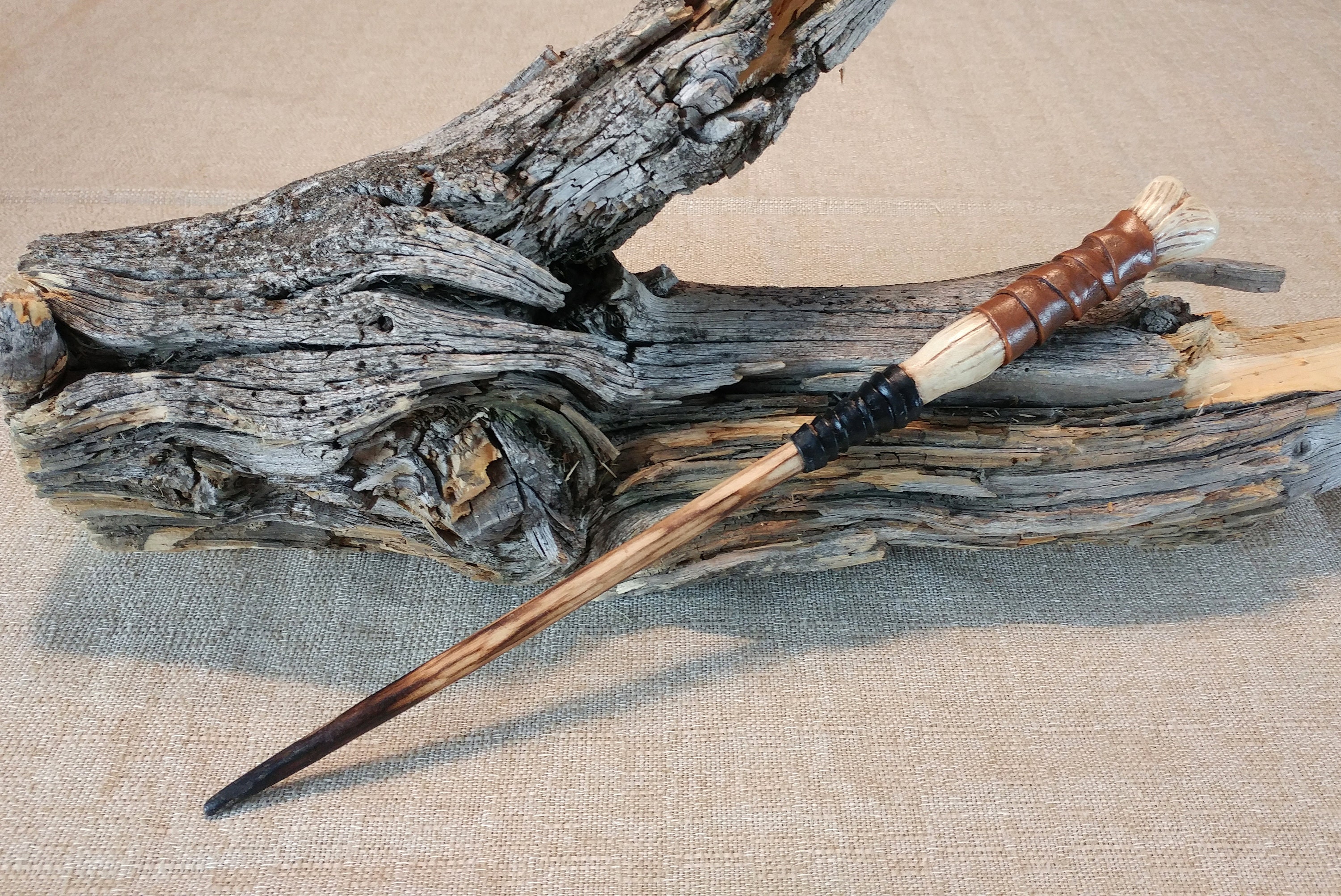 Wrapped Bone Handle Wizard Wand Handcrafted Wood Fantasy and | Etsy