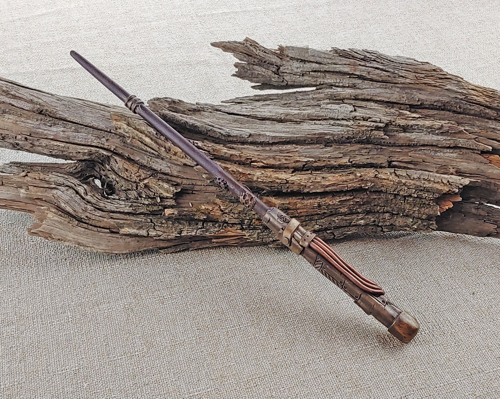 Brass Steampunk Wizard Wand / Wood Magic Wand / Fantasy Wand / | Etsy