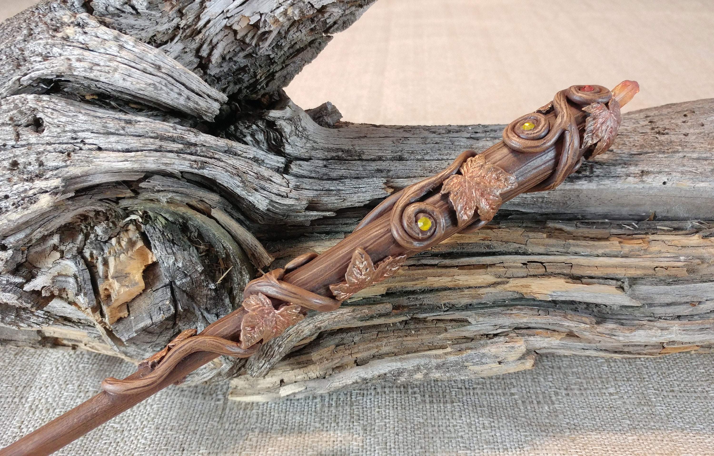 Autumn Jewel Wizard Wand: Handcrafted Polymer Clay Fantasy Wand - Etsy