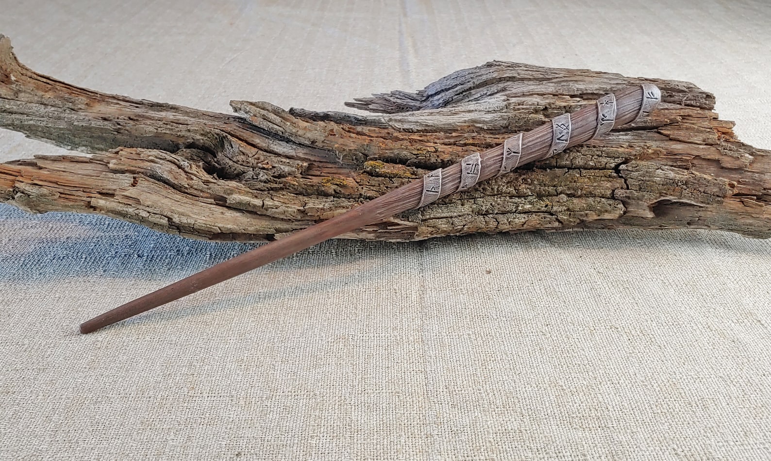 Runic Wizard Wand Dark / Wood Magic Wand / Handcrafted Wand | Etsy