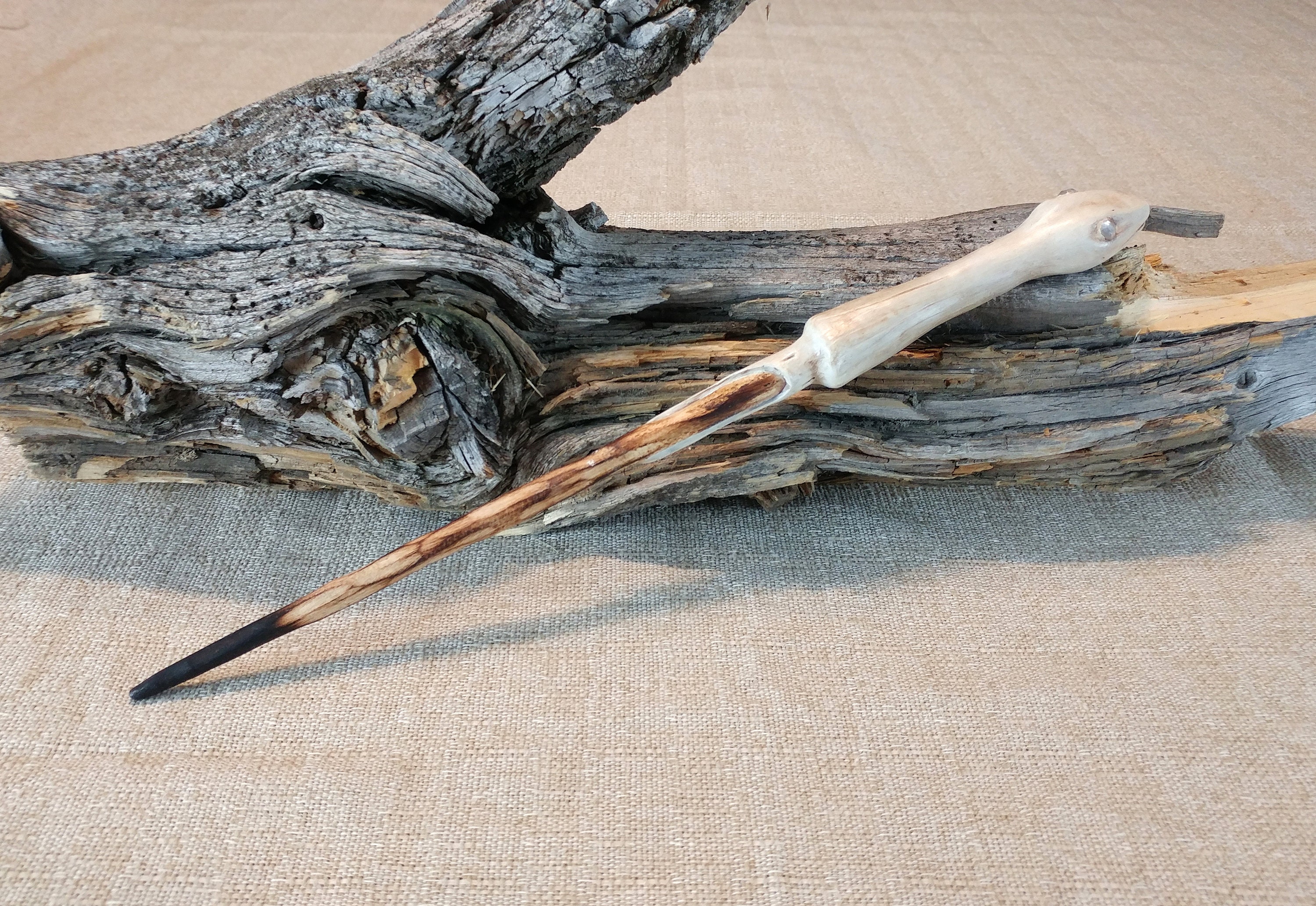 Faux Bone Snake Head Wizard Wand Handcrafted Wood Magic and | Etsy