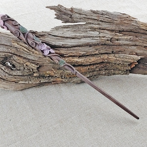 Rose Quartz Floral Wizard Wand: Handcrafted Wood Fantasy Wand - Etsy