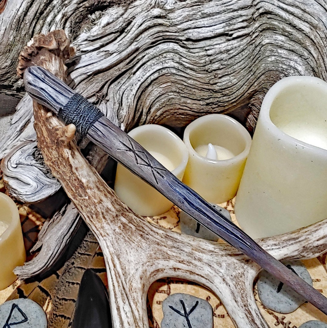 Viking Protection Rune Wizard Wand, Hand-crafted Wood, Magic and ...