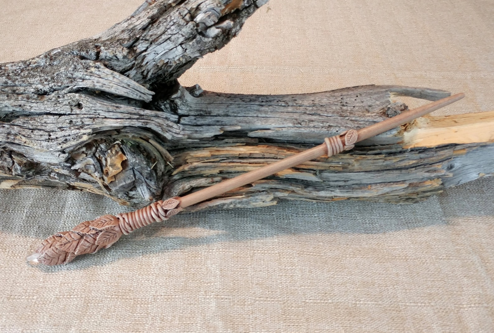 Elven Wizard Wand With Crystal / Wood Magic Wand / Fantasy - Etsy