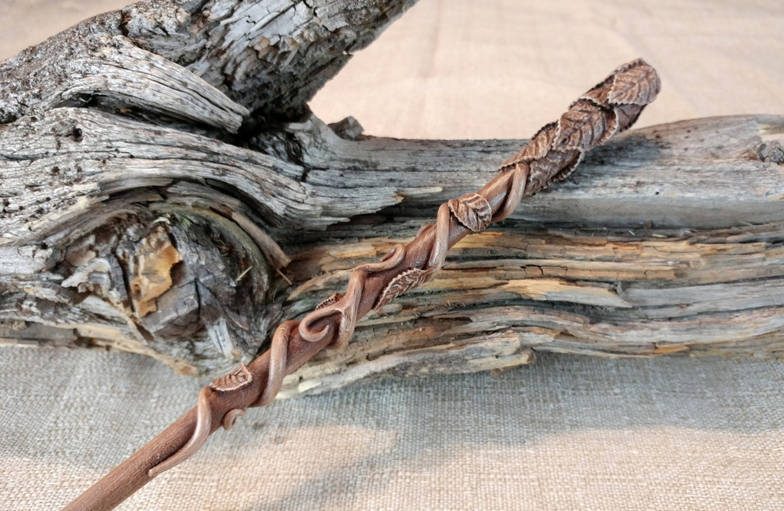 Brown Vine Leaf Wizard Wand / Wood Magic Wand / Fantasy Wand / - Etsy ...