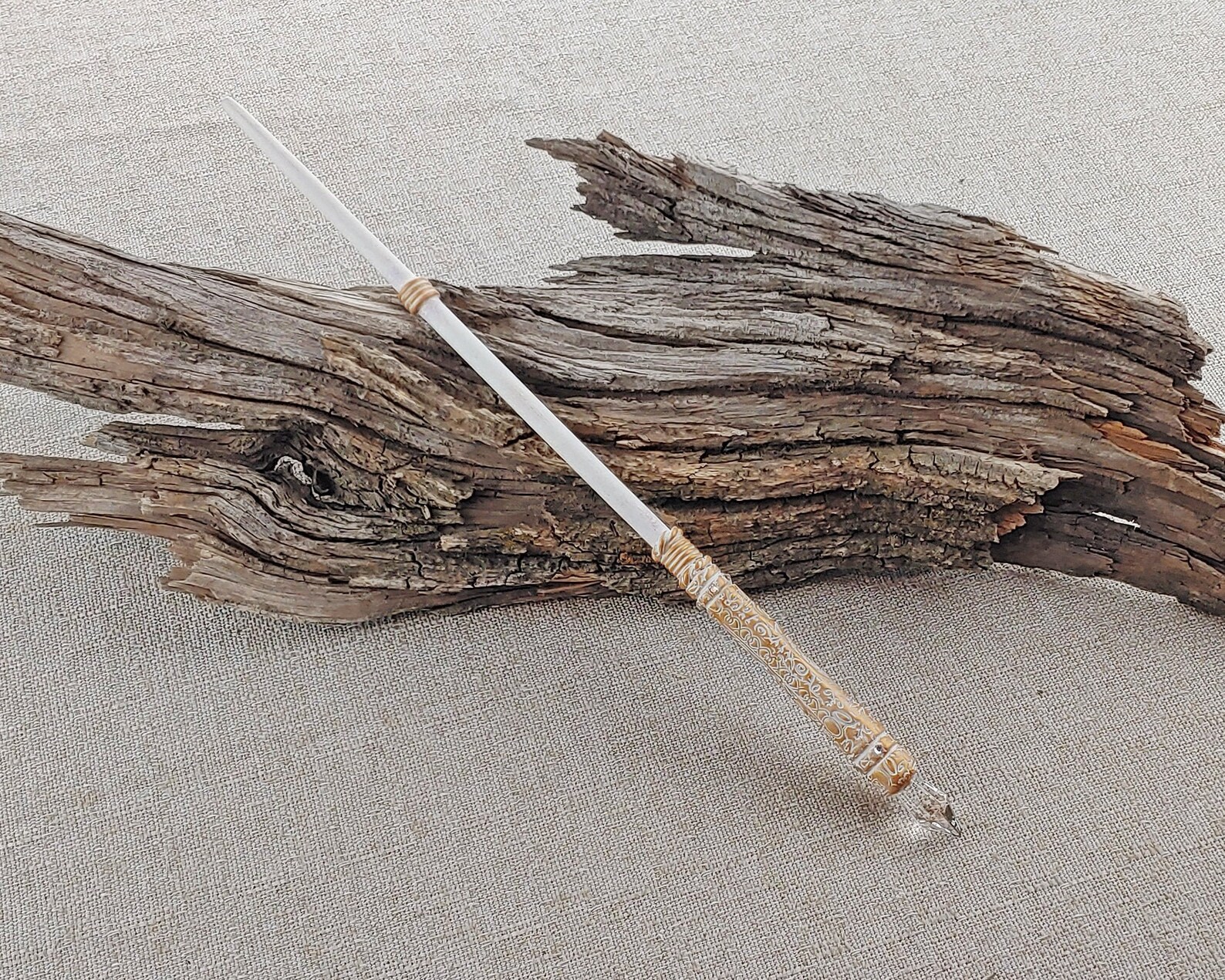 High Elven Crystal Wizard Wand / Wood Magic Wand / Fantasy - Etsy
