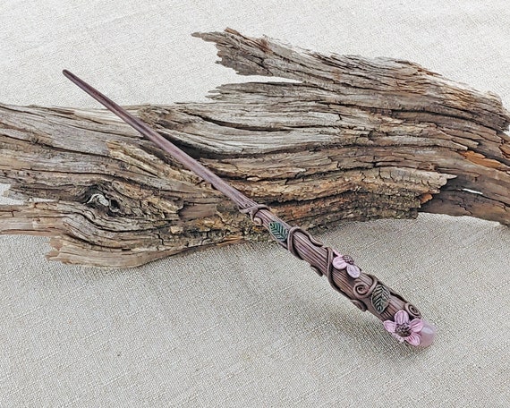 Rose Quartz Floral Wizard Wand Handcrafted Wood Magic Wand / - Etsy