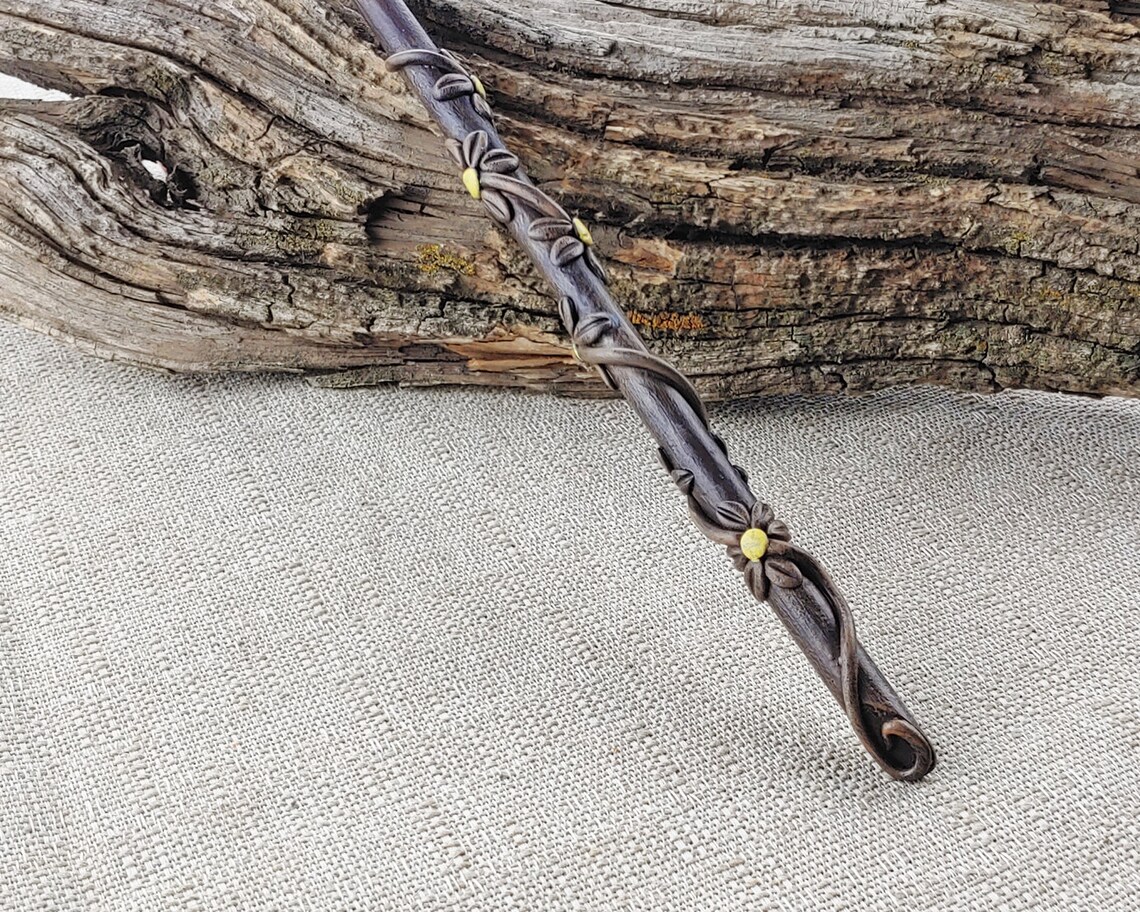Daisy Vine Wizard Wand Handcrafted Wood Magic and Fantasy | Etsy