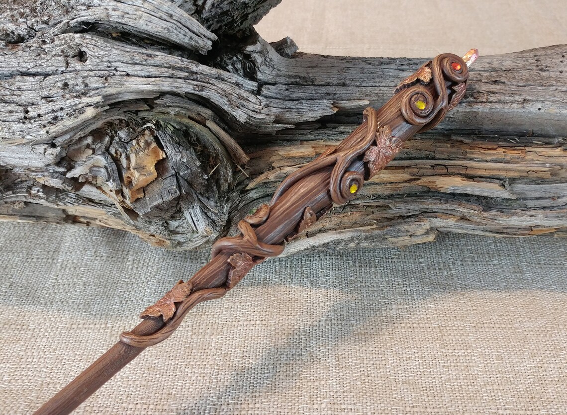 Autumn Jewel Wizard Wand: Handcrafted Polymer Clay Fantasy Wand - Etsy