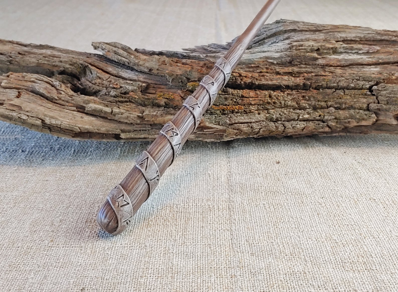 Runic Wizard Wand Dark / Wood Magic Wand / Handcrafted Wand - Etsy