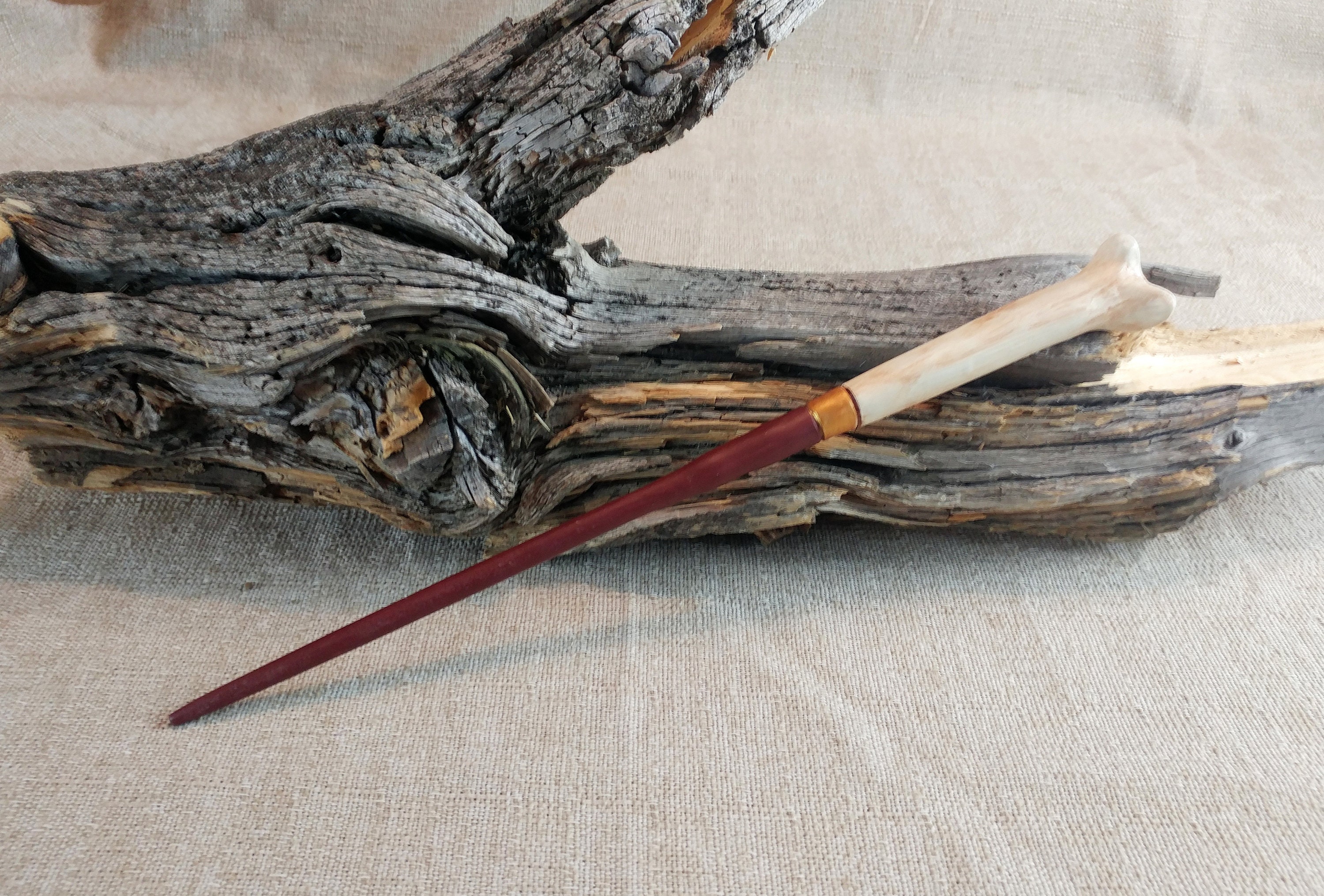 Mahogany and Bone Wizard Wand / Wood Magic Wand / Handcrafted | Etsy