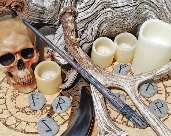 Viking Protection Rune Wizard Wand Hand-crafted Wood Magic | Etsy