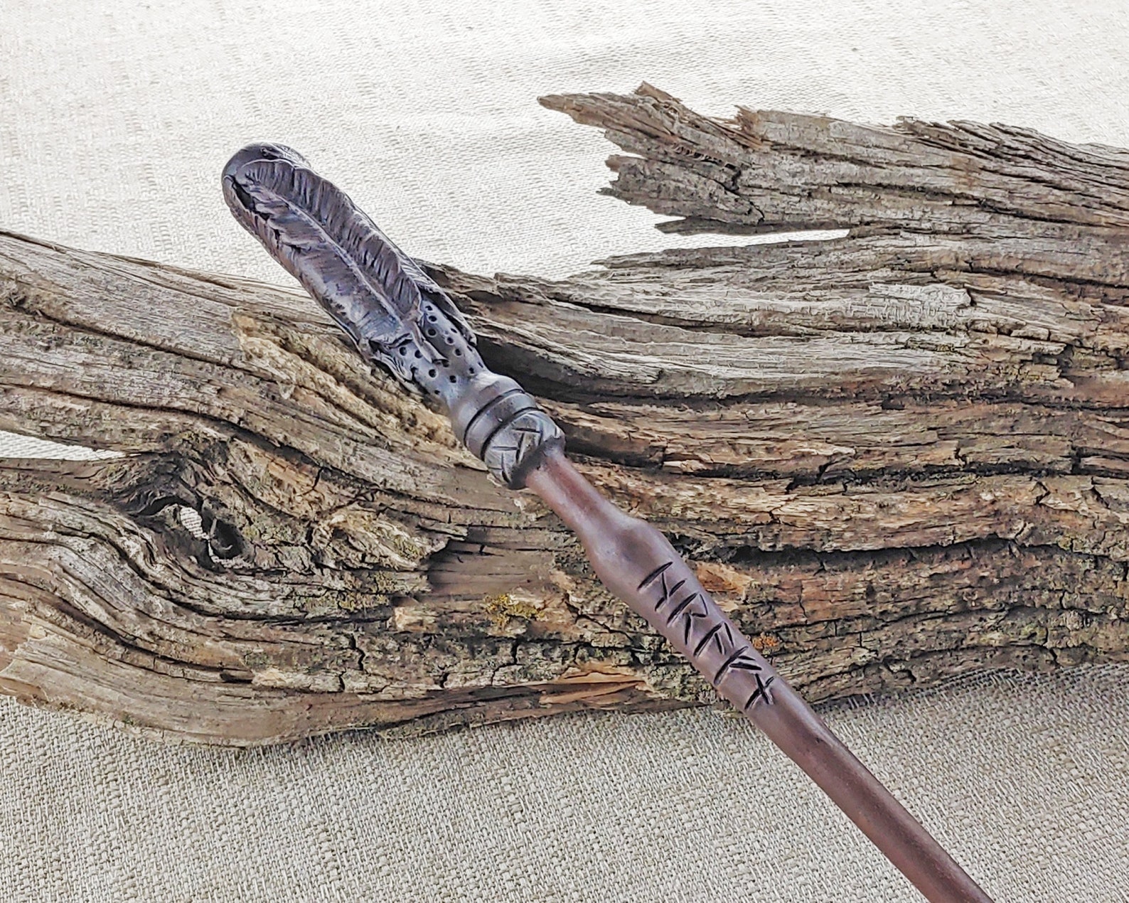 Hrafn raven Wizard Wand Handcrafted Wood Magic and Fantasy - Etsy