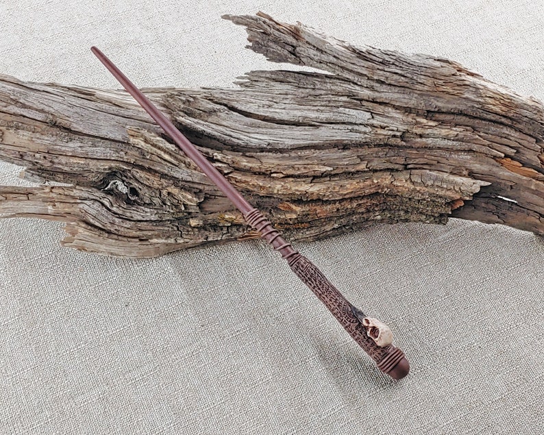 Runic Raven Skull Wizard Wand Wood Magic Wand Fantasy Wand - Etsy