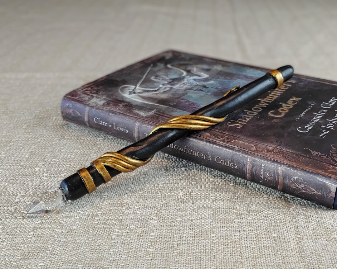 Shadowhunter Stele Black and Gold With Crystal Point - Etsy