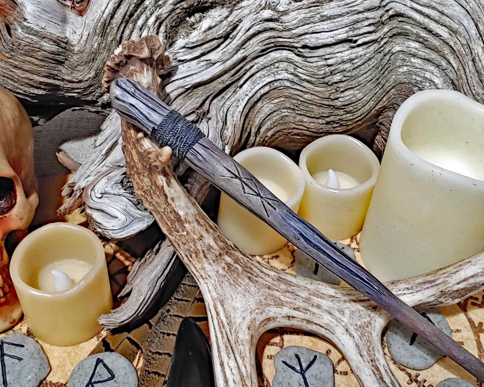 Viking Protection Rune Wizard Wand Hand-crafted Wood Magic - Etsy