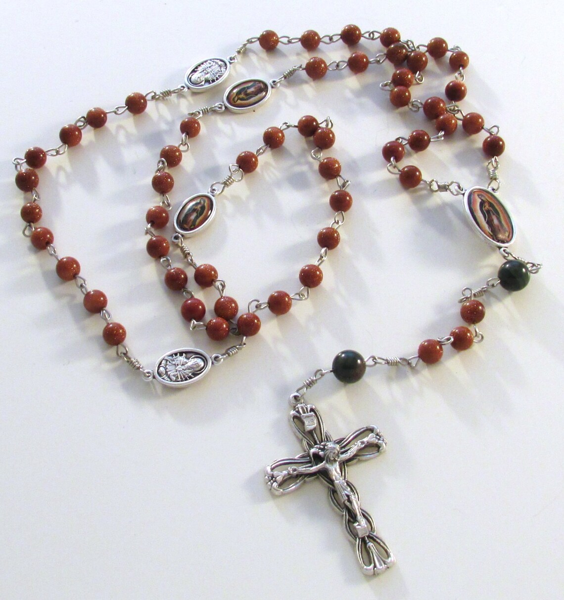 Our Lady of Guadalupe Goldstone and Indian Bloodstone Gemstone - Etsy