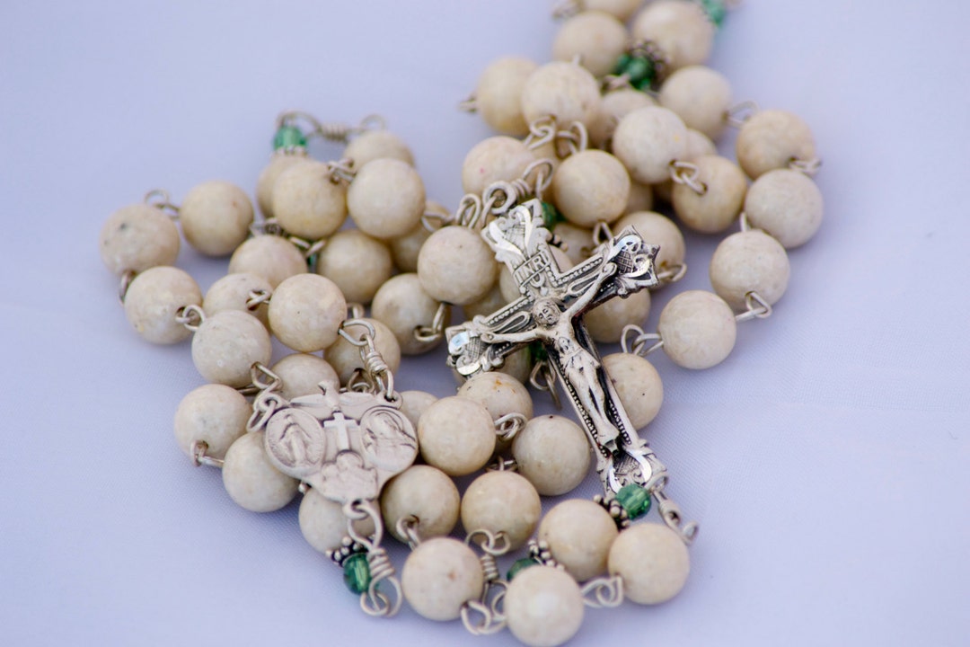 Sterling Handmade Riverstone Gemstone Erinite Swarovski Four-way Medal ...