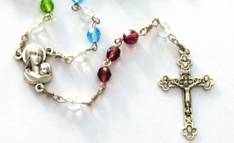 Pro-life Multi-color Czech Glass Bead Handmade Catholic Rosary - Etsy