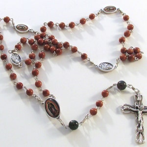 Our Lady of Guadalupe Goldstone and Indian Bloodstone Gemstone Handmade ...