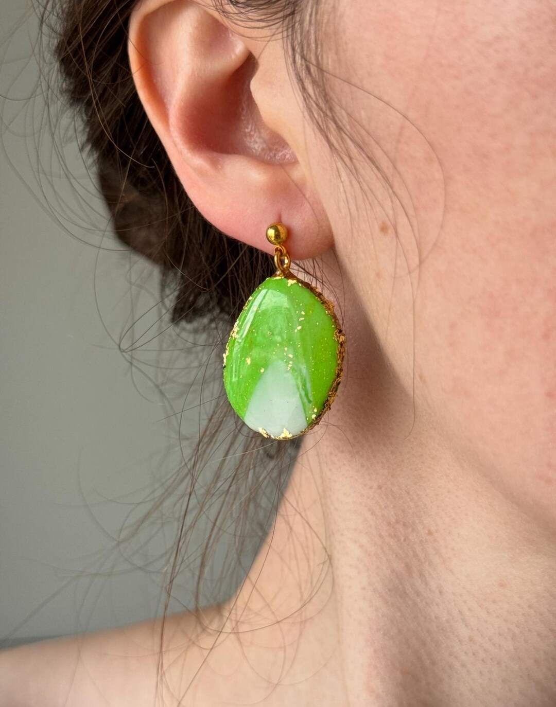 Abstract Polymer Clay Stainless Steel Earrings, Handmade Jewelry ...