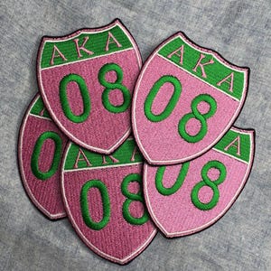 Custom A•K•A Patch Bundle | Pink & Green Sorority Embroidered Patches ...