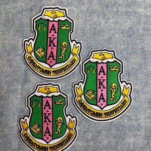 Custom A•K•A Patch Bundle | Pink & Green Sorority Embroidered Patches ...