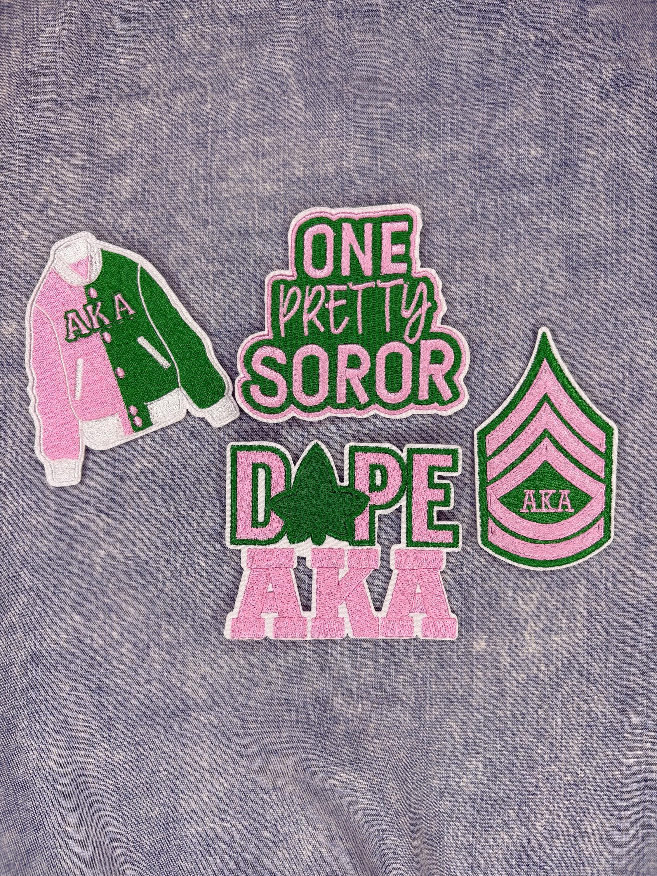Alpha Kappa Alpha Iron on Patches | AKA Pink Green Sorority Patch Set ...