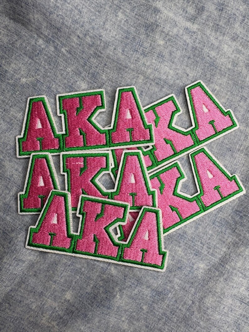 Custom A•K•A Patch Bundle | Pink & Green Sorority Embroidered Patches ...