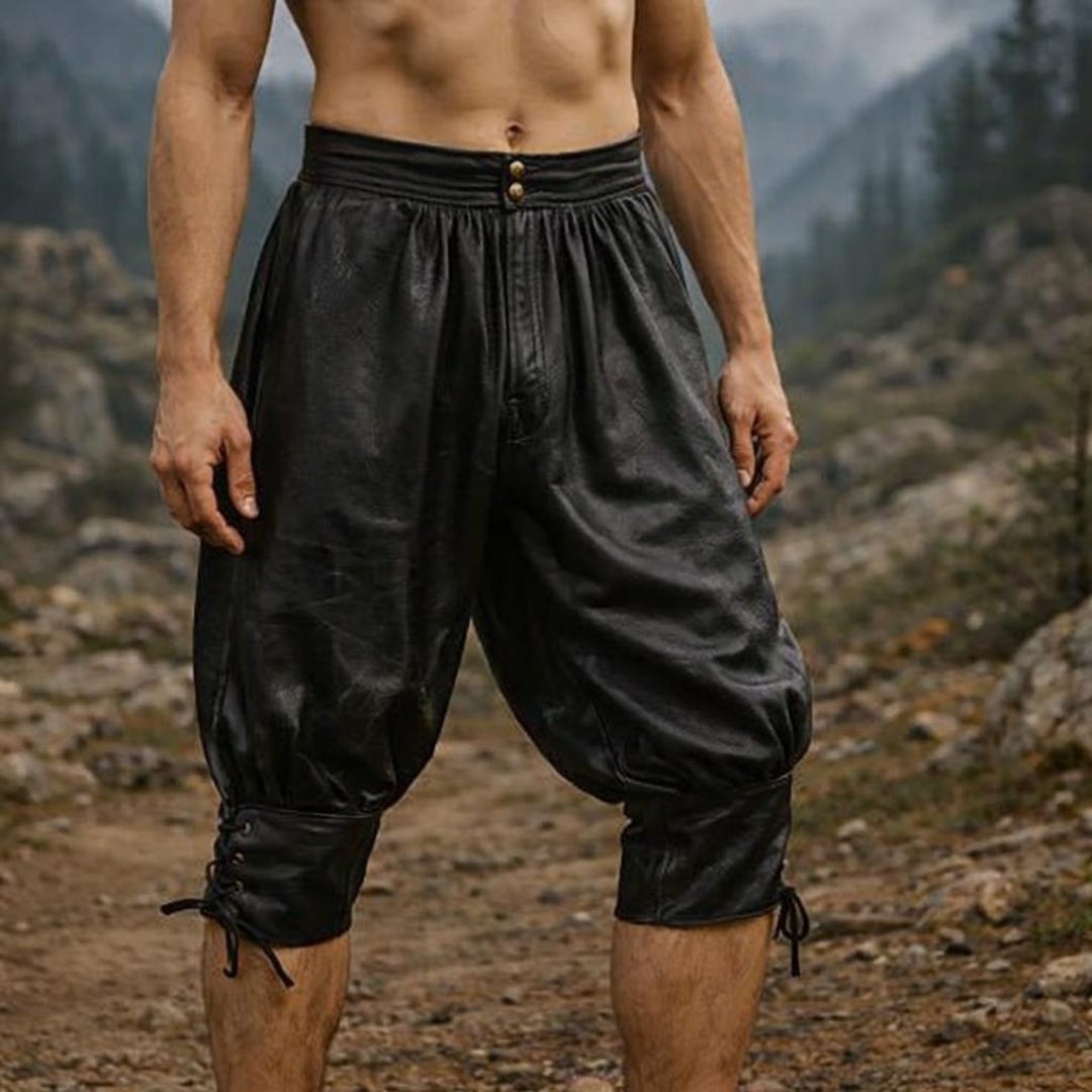Men's Genuine Leather Viking Pants | Handmade Medieval Warrior Breeches ...
