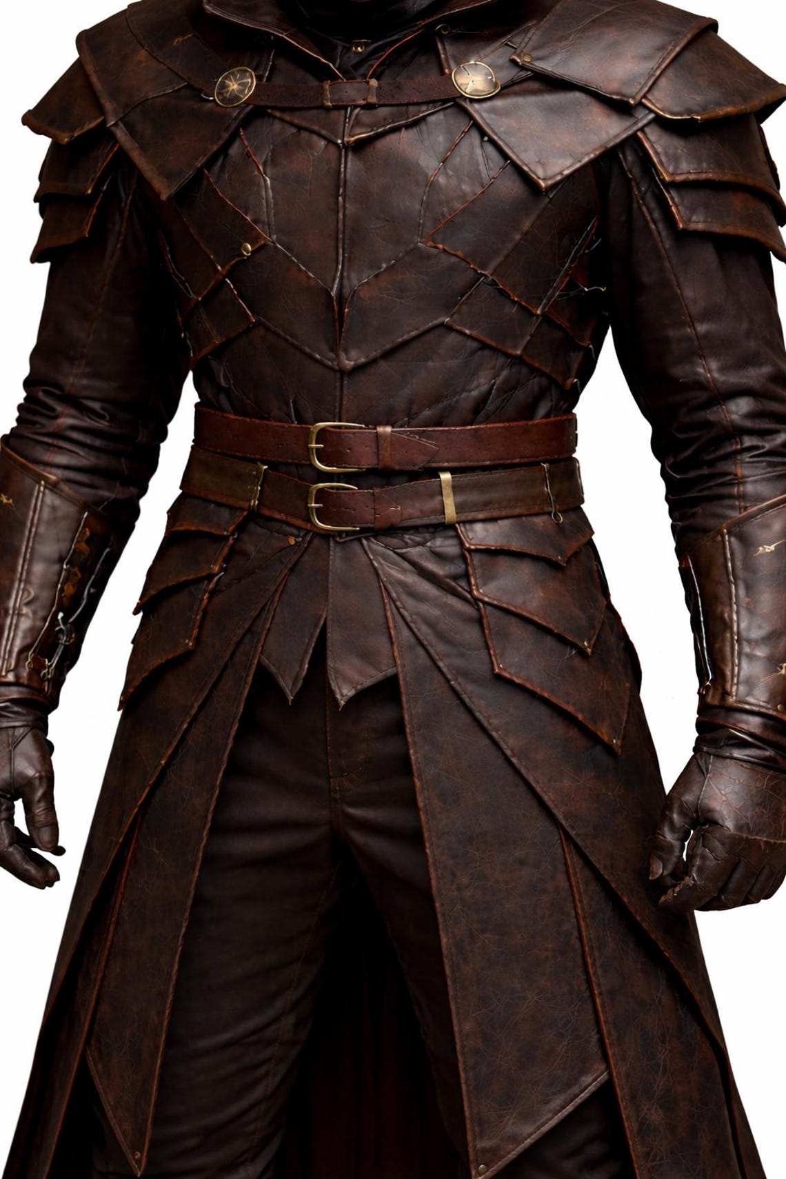 Men’s Assassin Leather Armor Costume – Hooded Medieval Leather Outfit ...