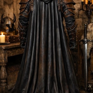 Leather Cloak & Armor Set Fantasy Leather Armor Costume With Long ...