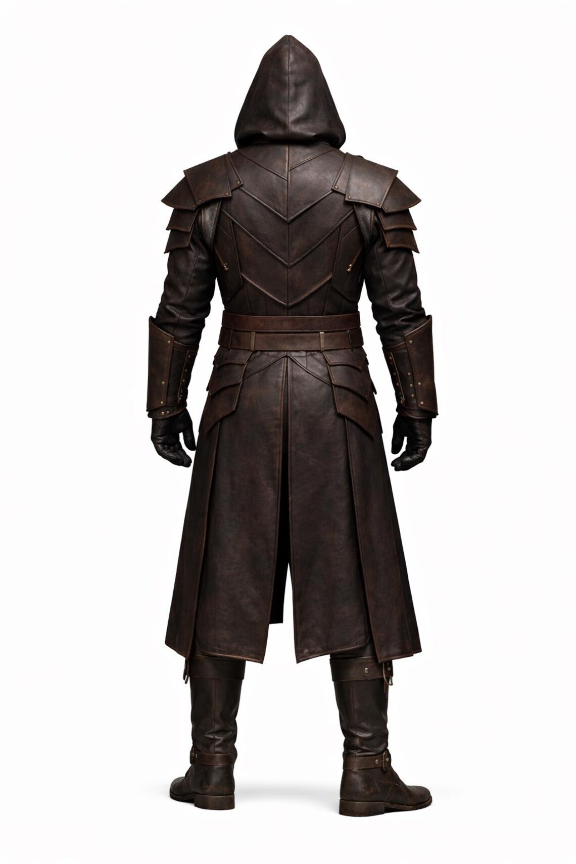 Men’s Assassin Leather Armor Costume – Hooded Medieval Leather Outfit ...